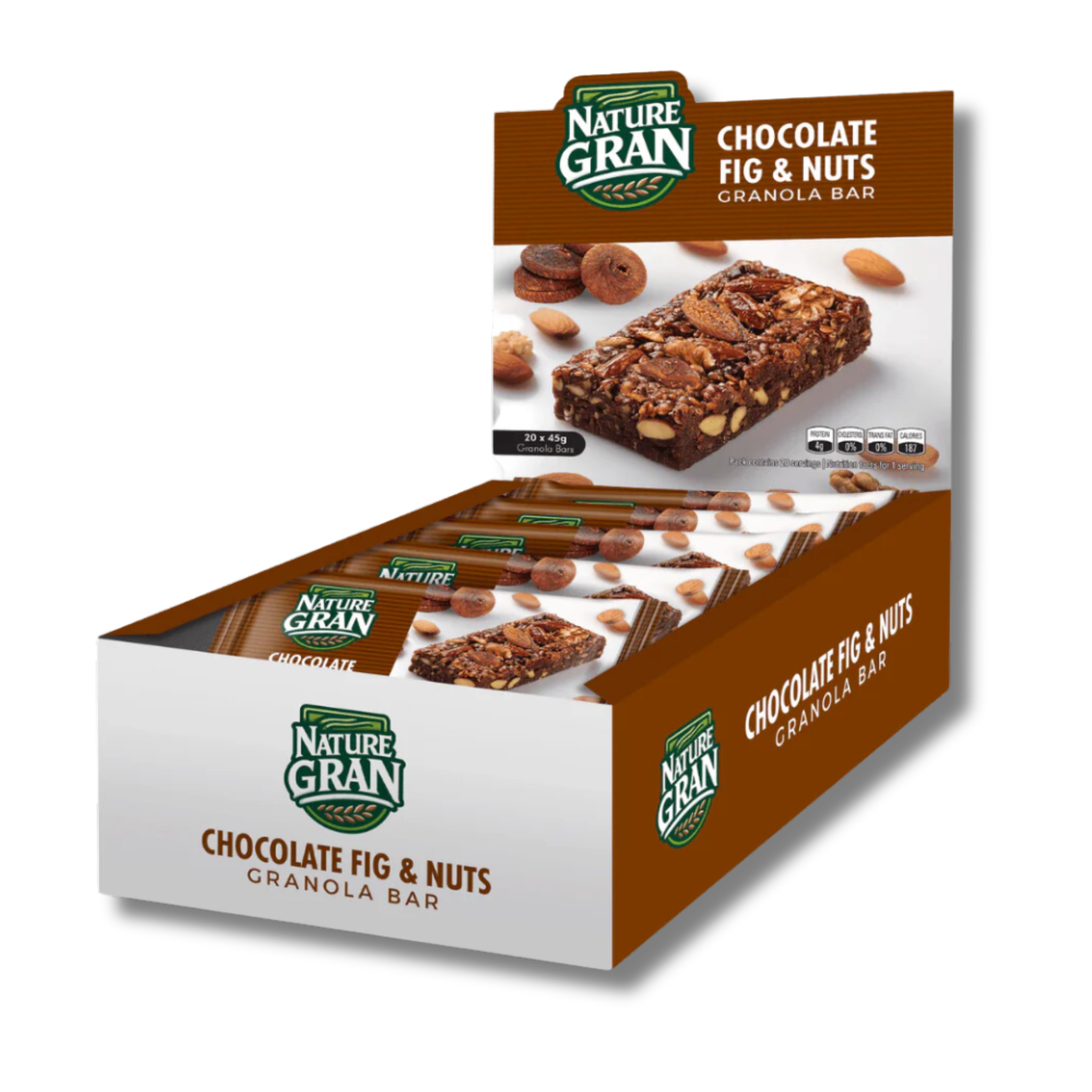 Chocolate Fig & Nuts Granola – 20 Bar Box | Crunchy Cereals – Nature Gran